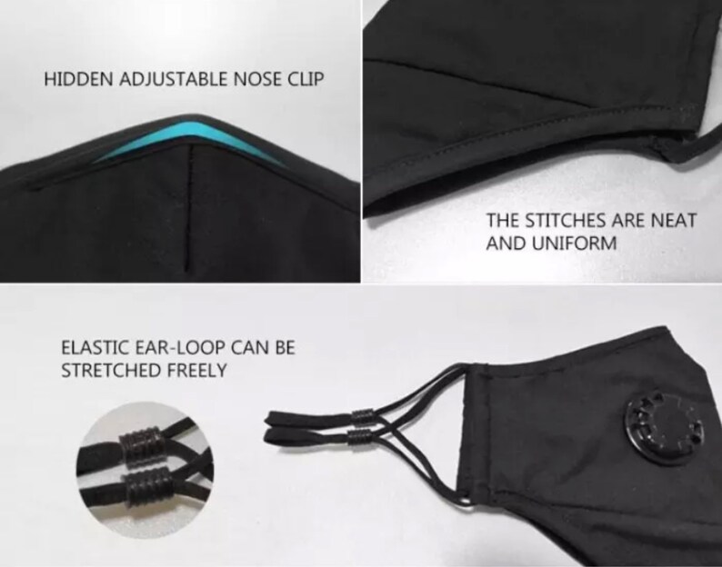 Reusable Adult Unisex Cotton Vented Face Mask With Filter - Etsy