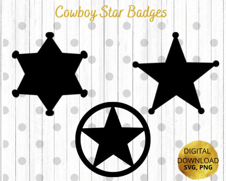 Cowboy Star Badge SVG,PNG. Digital Download - Etsy