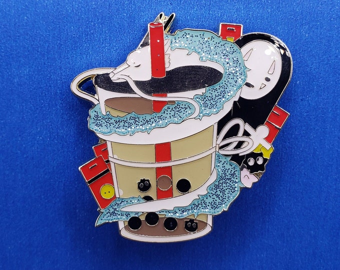 Spirited Away Pin ...no-face and Haku Chill'n With a Glass of Boba ! - Etsy