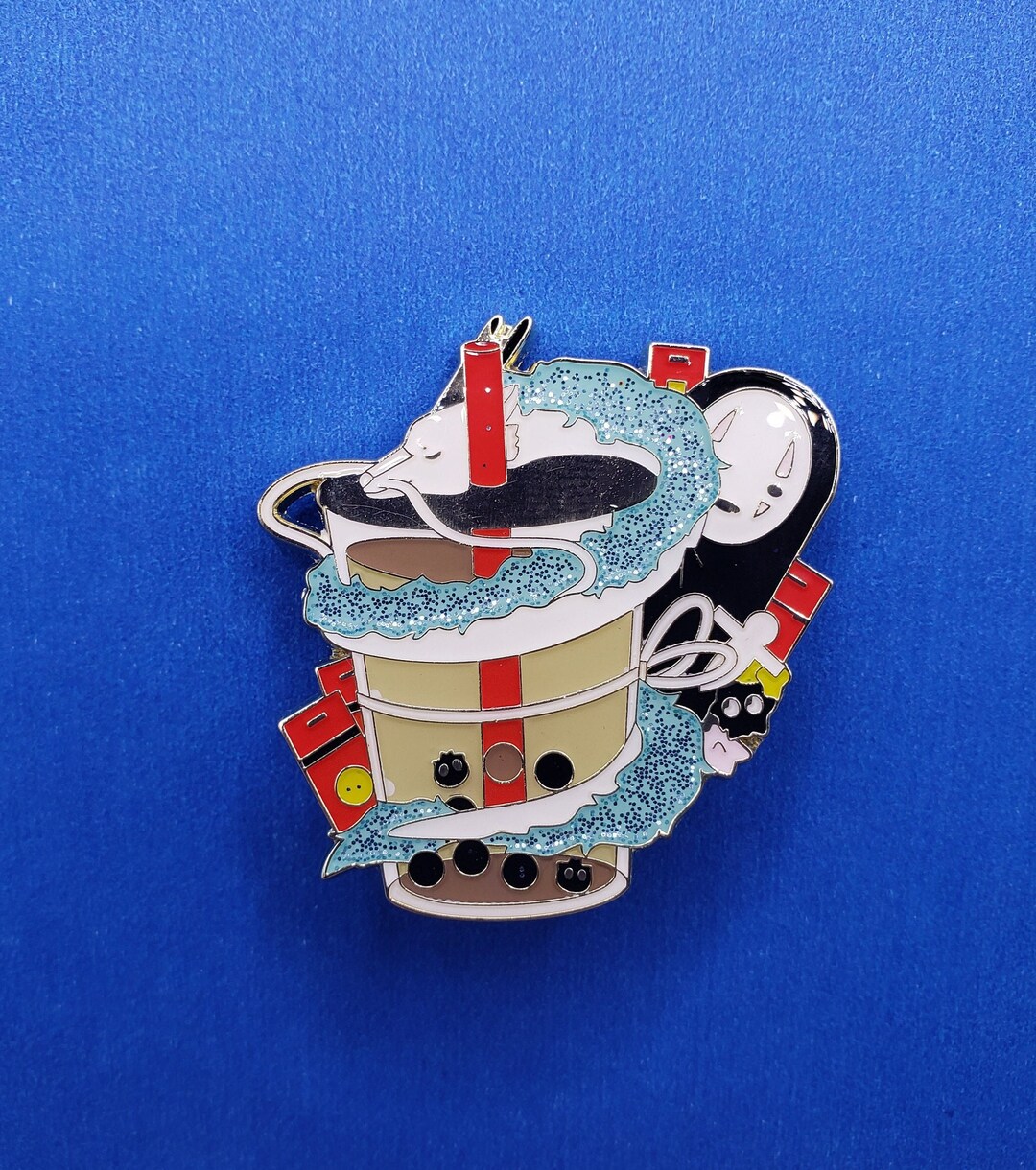 Spirited Away Pin ...no-face and Haku Chill'n With a Glass of Boba ! - Etsy