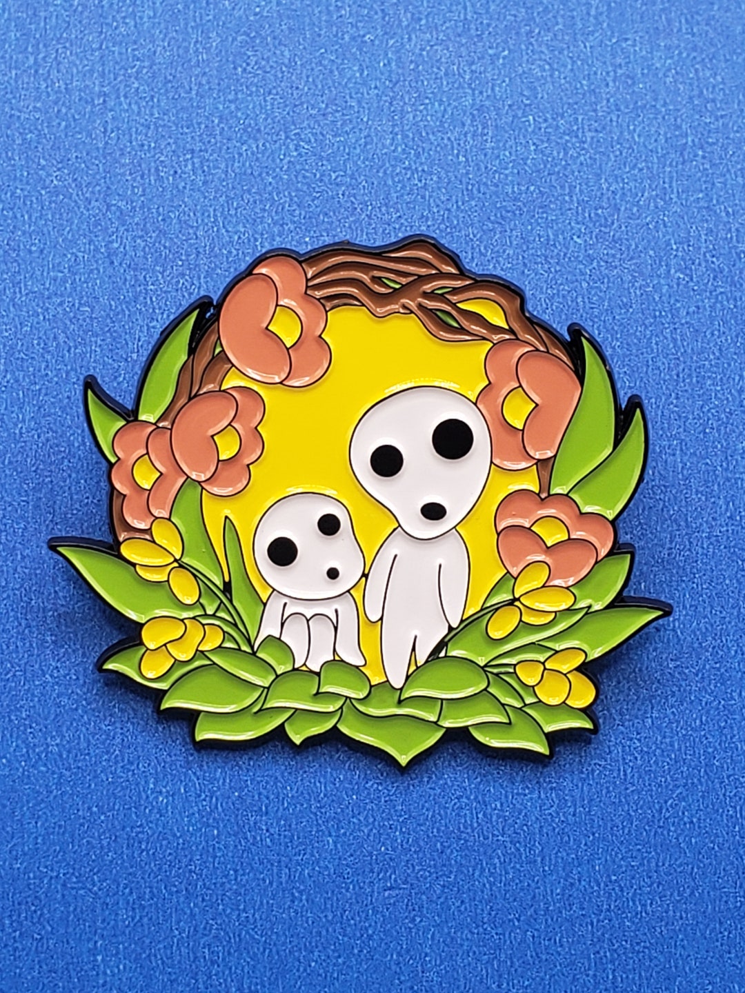 Kodama Tree Spirits Pin With Flowers | Anime Pin | Princess Moninoke - Etsy