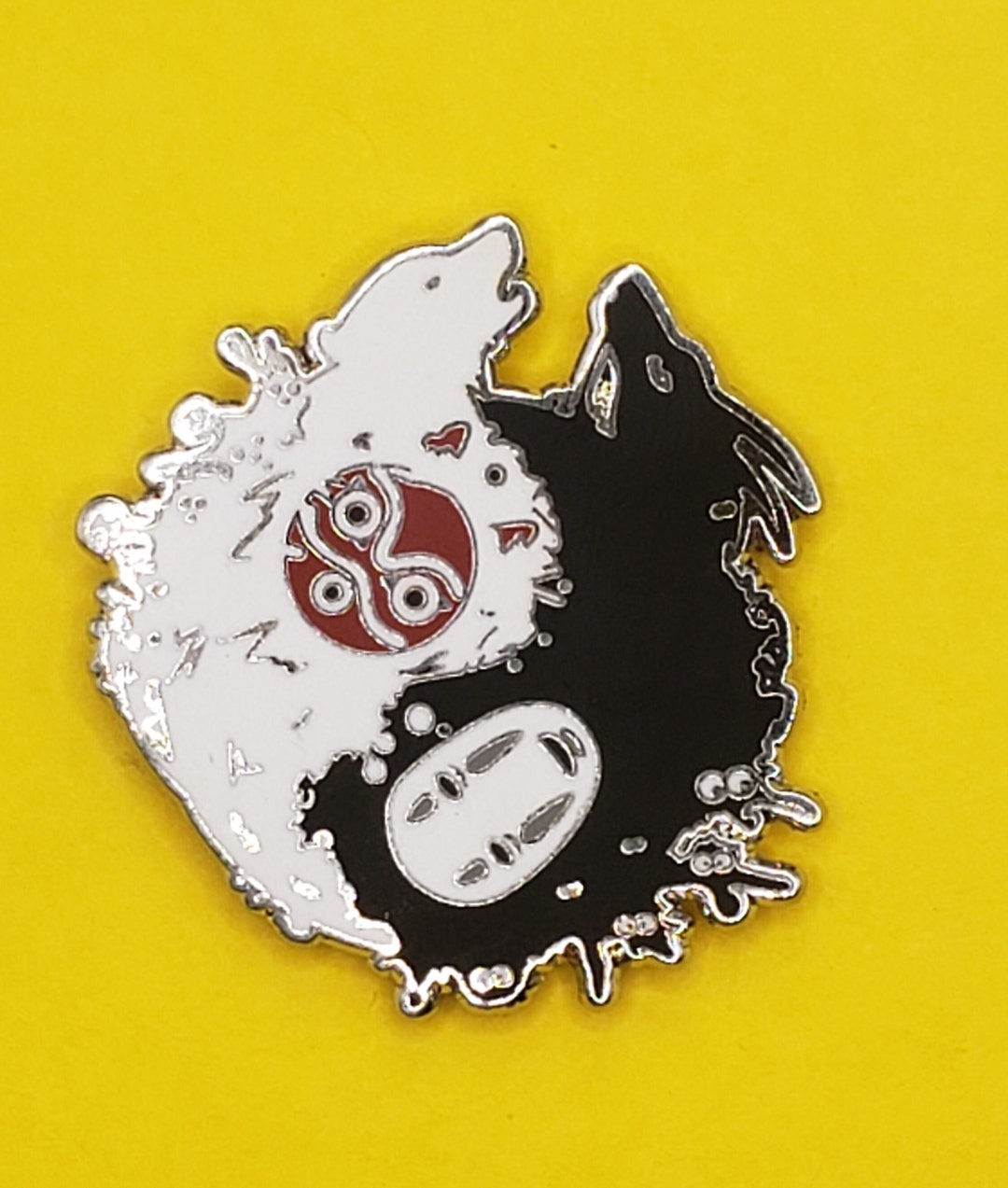 No Face & Princess Mononoke Mask Pin | Moro Yin Yang Anime Pin - Etsy