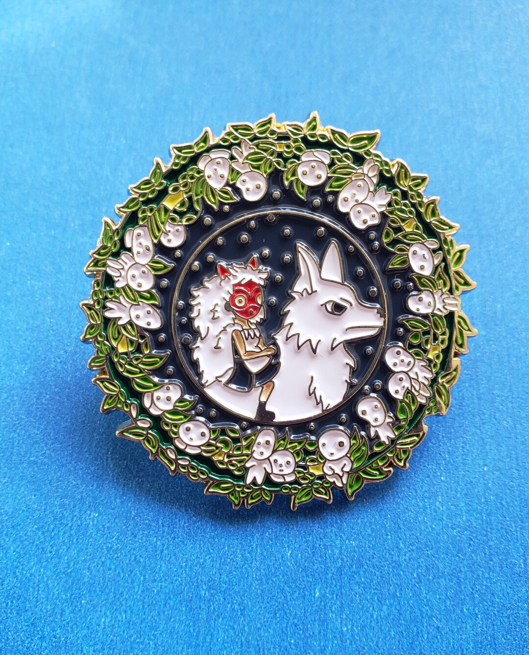 Princess Mononoke Mask Pin | San, Moro White Wolf & Kodama Tree Spirits ...