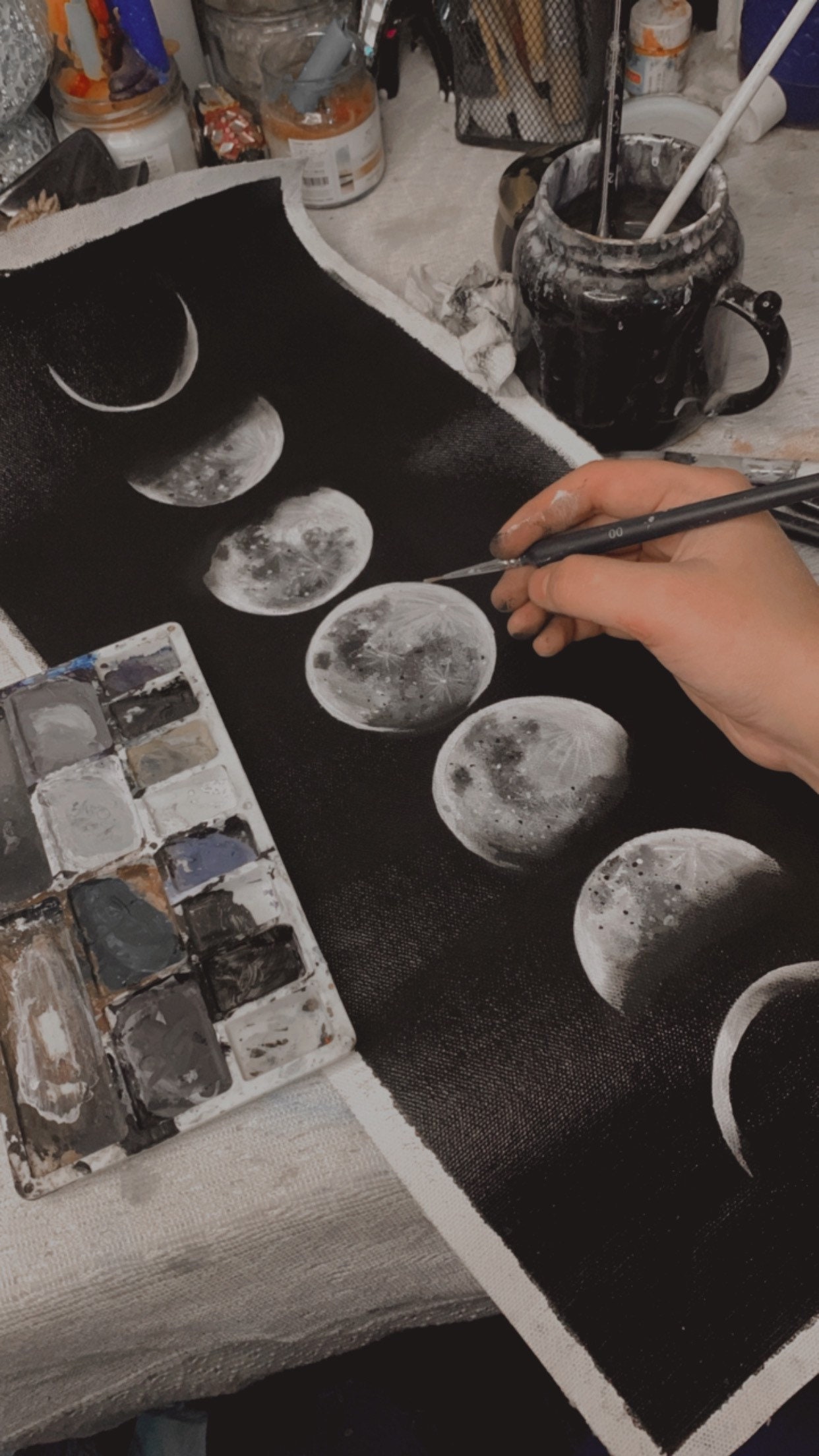 Moon Phases Wall Art Lunar Eclipse Canvas Moon Phases - Etsy