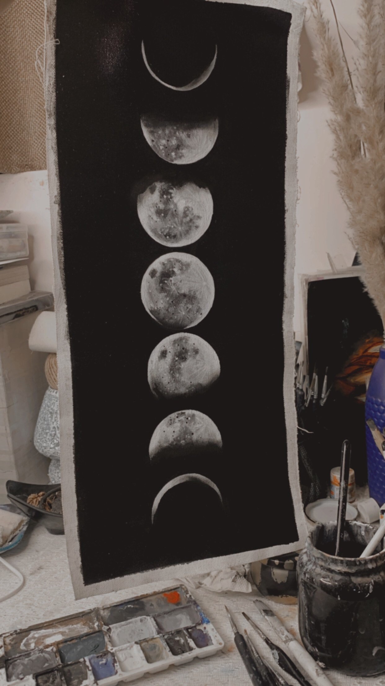 Moon Phases Wall Art Lunar Eclipse Canvas Moon Phases - Etsy