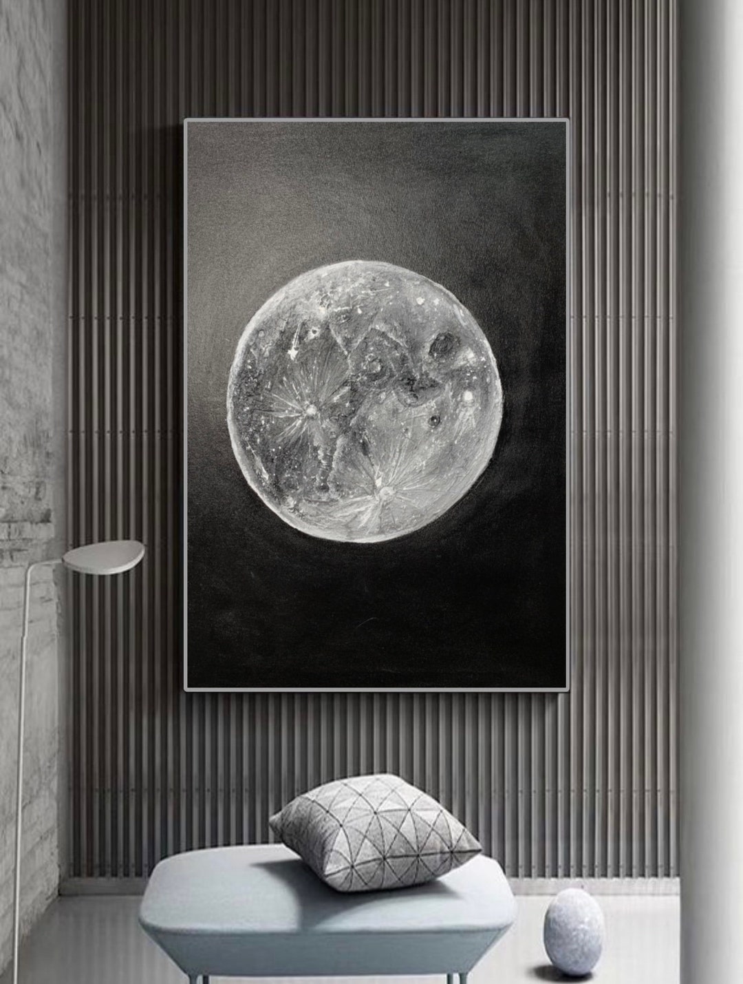 Original Textured Moon Painting, Moon Canvas, Moon Wall Art Decor, Moon ...