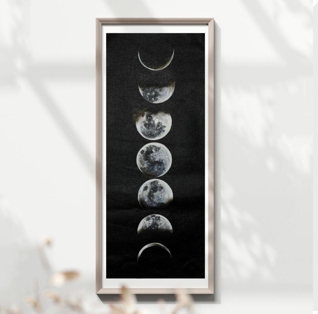 Moon Phases Wall Art, Lunar Eclipse Canvas, Moon Phases Canvas, Moon ...