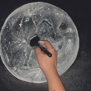 Original Textured Moon Painting, Moon Canvas, Moon Wall Art Decor, Moon ...