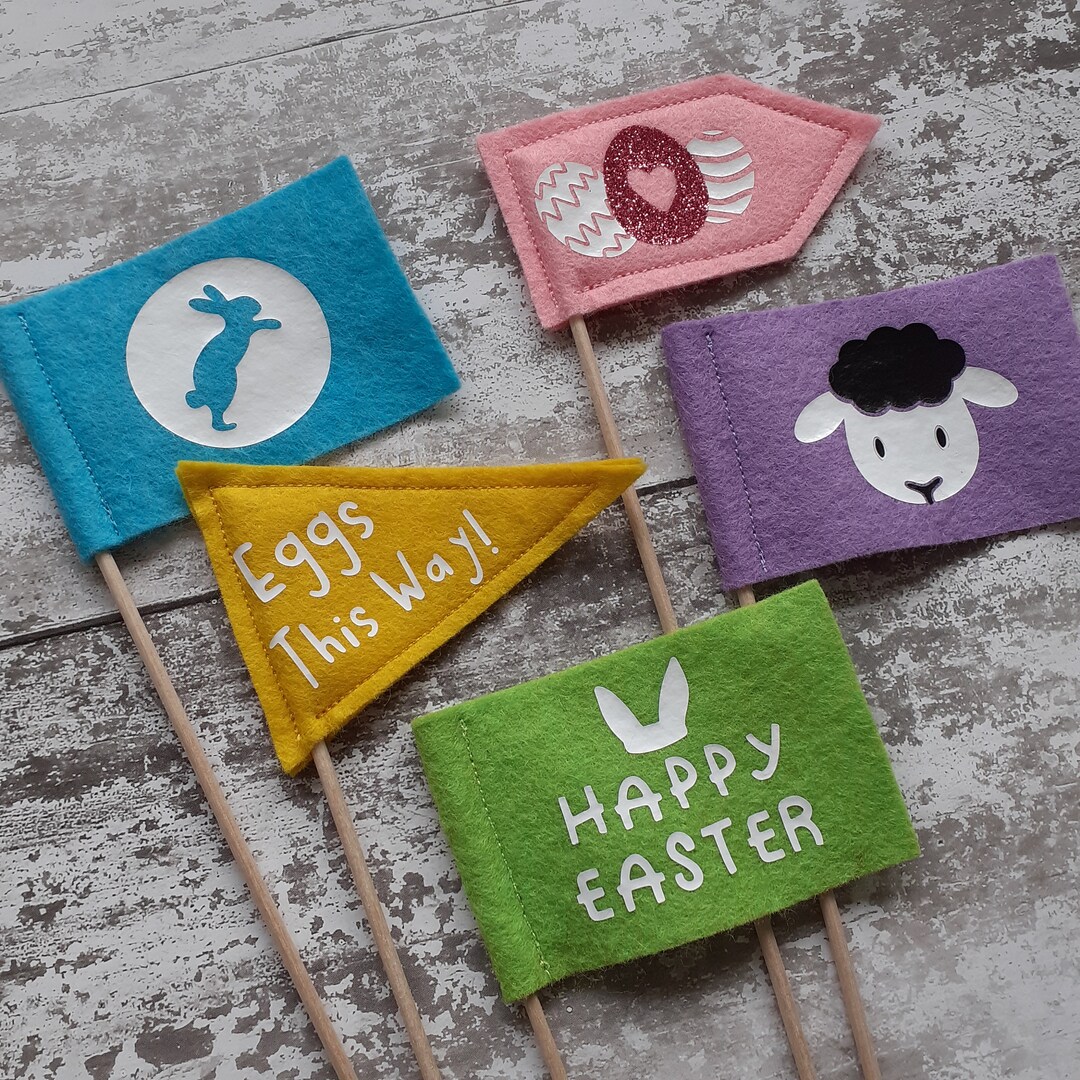 Easter Flags, Mini Easter Felt Flags, Spring Decor - Etsy