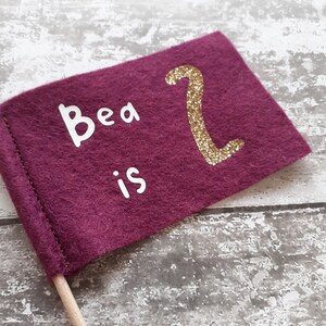 Customisable Birthday Celebration Flags, Personalised Mini Felt Flags ...