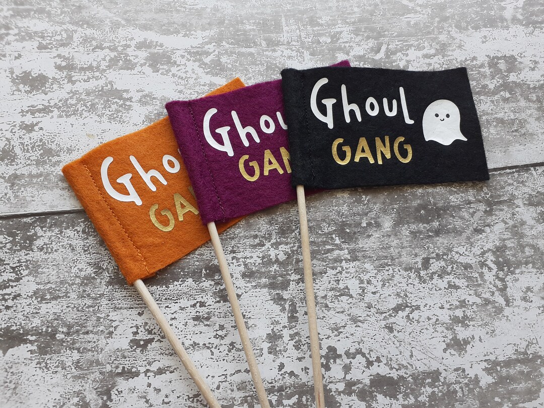 Ghoul Gang Halloween Mini Flags, Mini Felt Flag Halloween Decorations ...