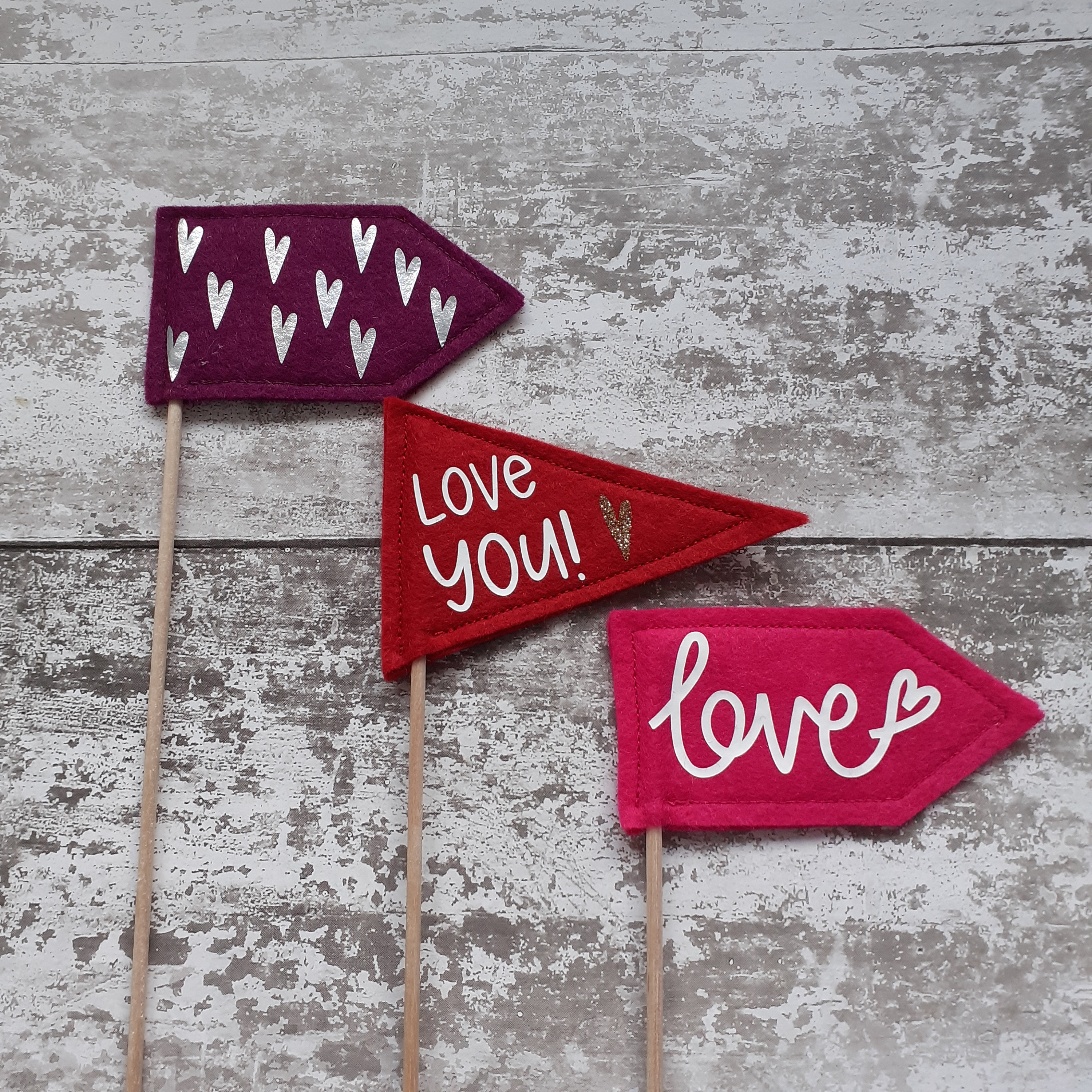 Mini Valentines Flag Decorations, Mini Felt Flag Decorations, Cute ...