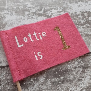 Customisable Birthday Celebration Flags, Personalised Mini Felt Flags ...