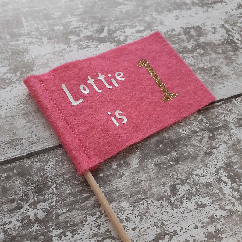 Customisable Birthday Celebration Flags, Personalised Mini Felt Flags ...