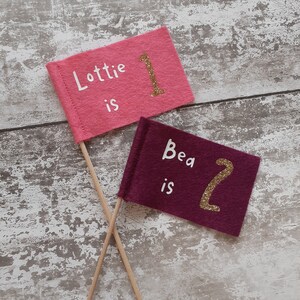 Customisable Birthday Celebration Flags, Personalised Mini Felt Flags ...