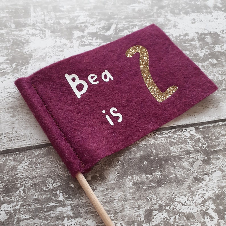 Customisable Birthday Celebration Flags, Personalised Mini Felt Flags ...