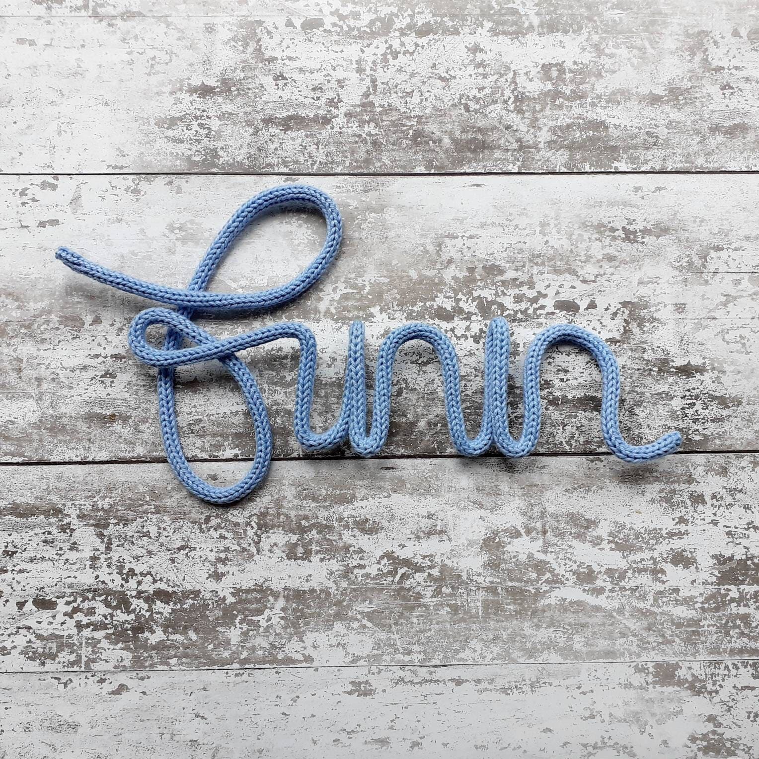Custom Wire Name Sign, Personalised Knitted Rope Sign, Crochet Words ...