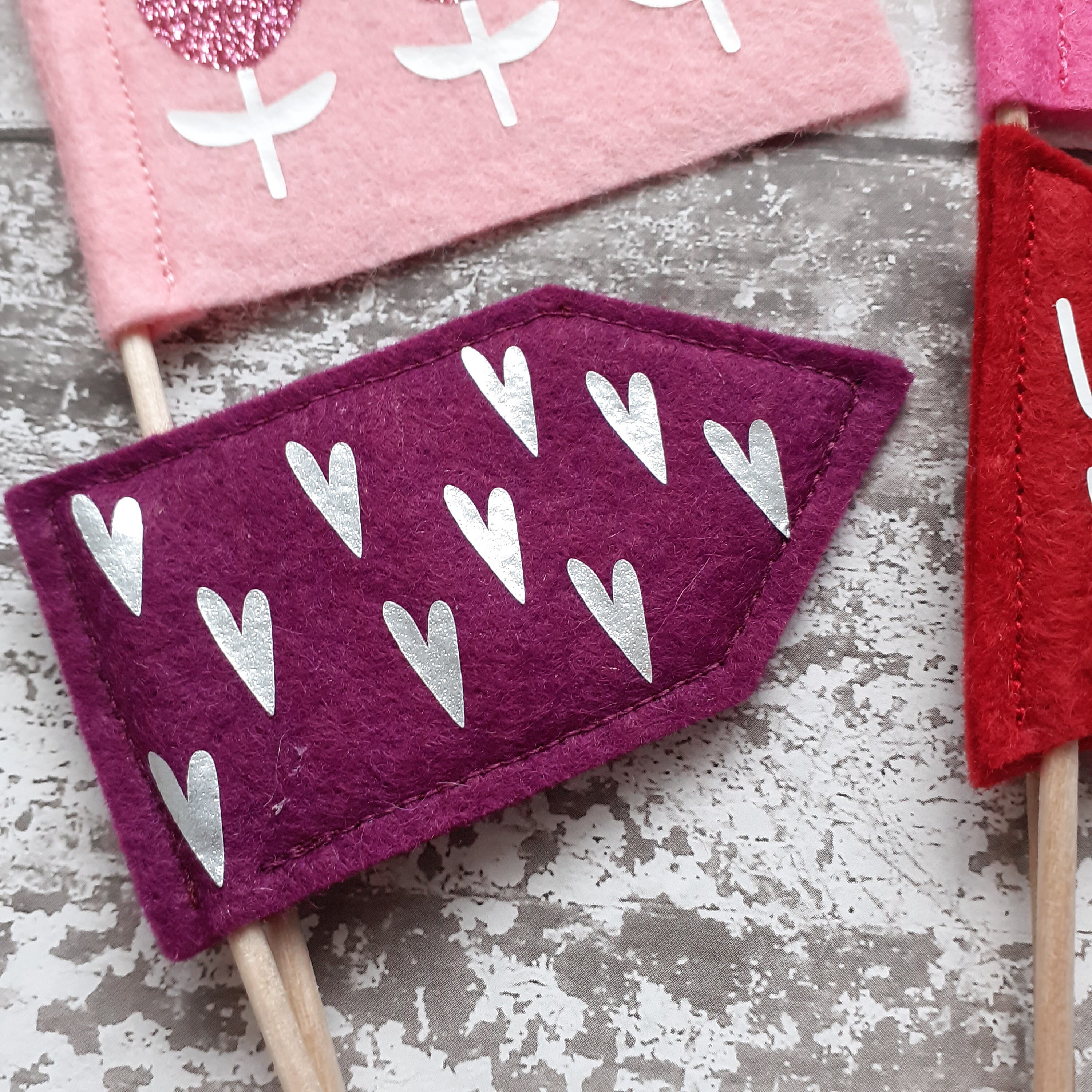 Mini Valentines Flag Decorations, Mini Felt Flag Decorations, Cute ...