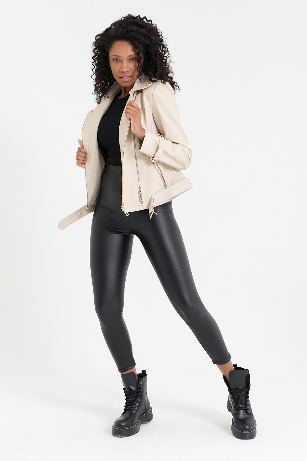 Ornamental Big Button Women Genuine Leather Jacket Slim Fit - Etsy