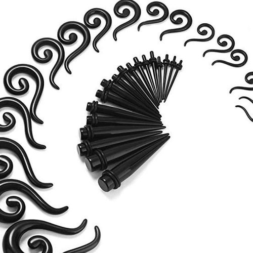 Black Ear Gauging Kit Spiral Tapers and Plugs Spot Spiral Ear - Etsy