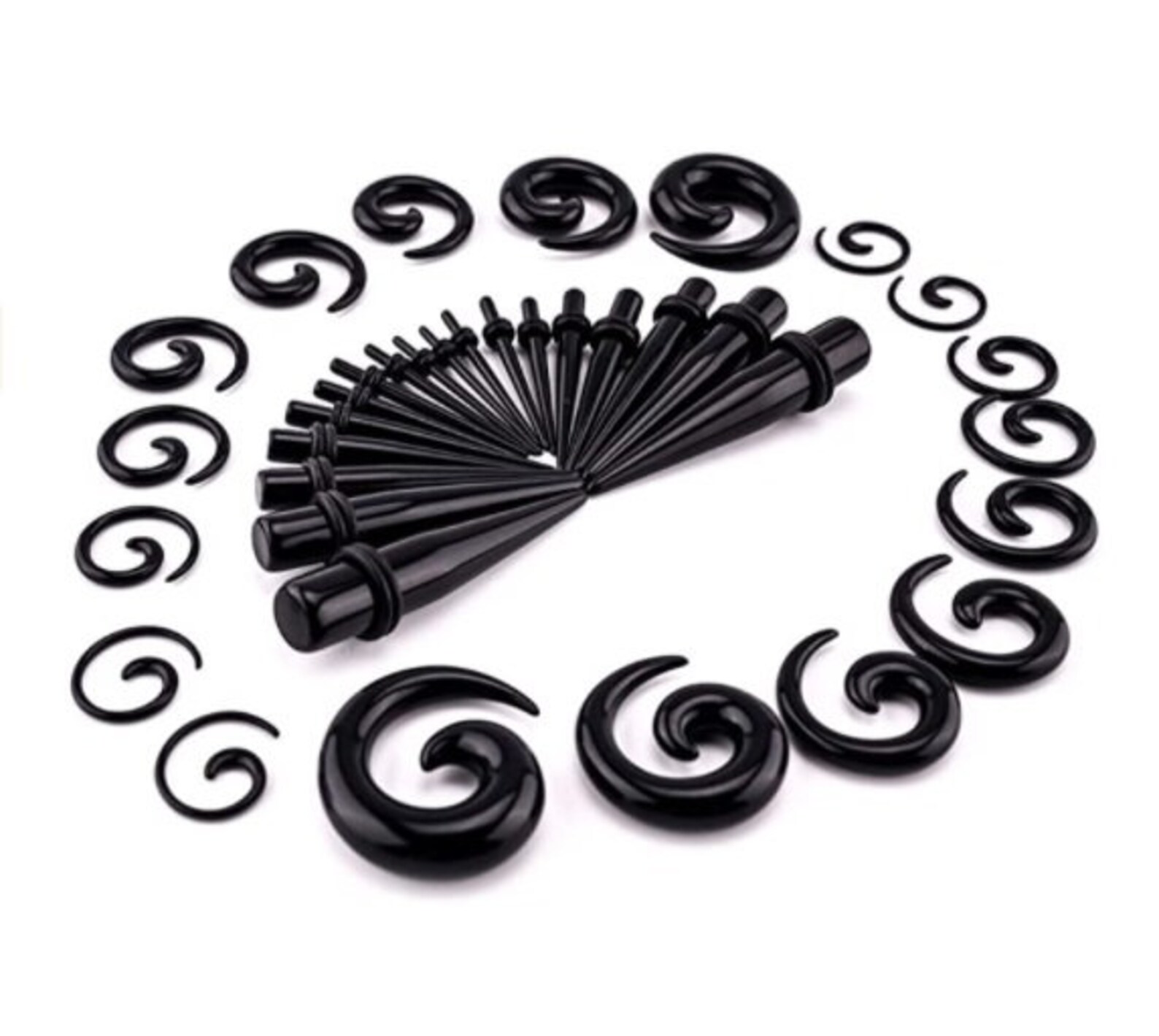 Black Ear Gauging Kit Spiral Tapers and Plugs Spot Spiral Ear | Etsy