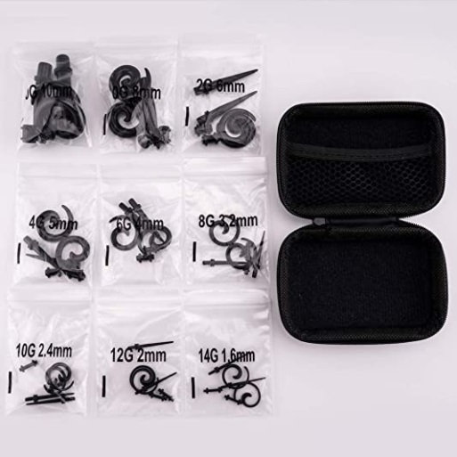 Black Ear Gauging Kit Spiral Tapers and Plugs Spot Spiral Ear | Etsy