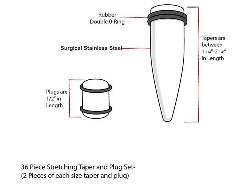 Silver Ear Stretching Kit Stainless Steel Tapers With Plugs | Etsy