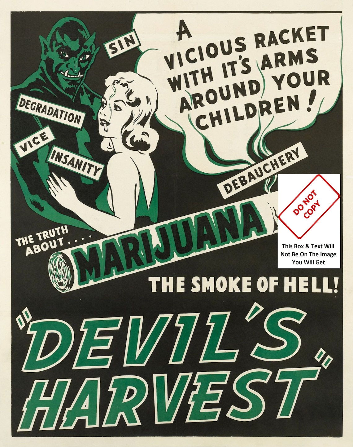 Marijuana Devil's Harvest Vintage Movie Poster Smoke Pot - Etsy