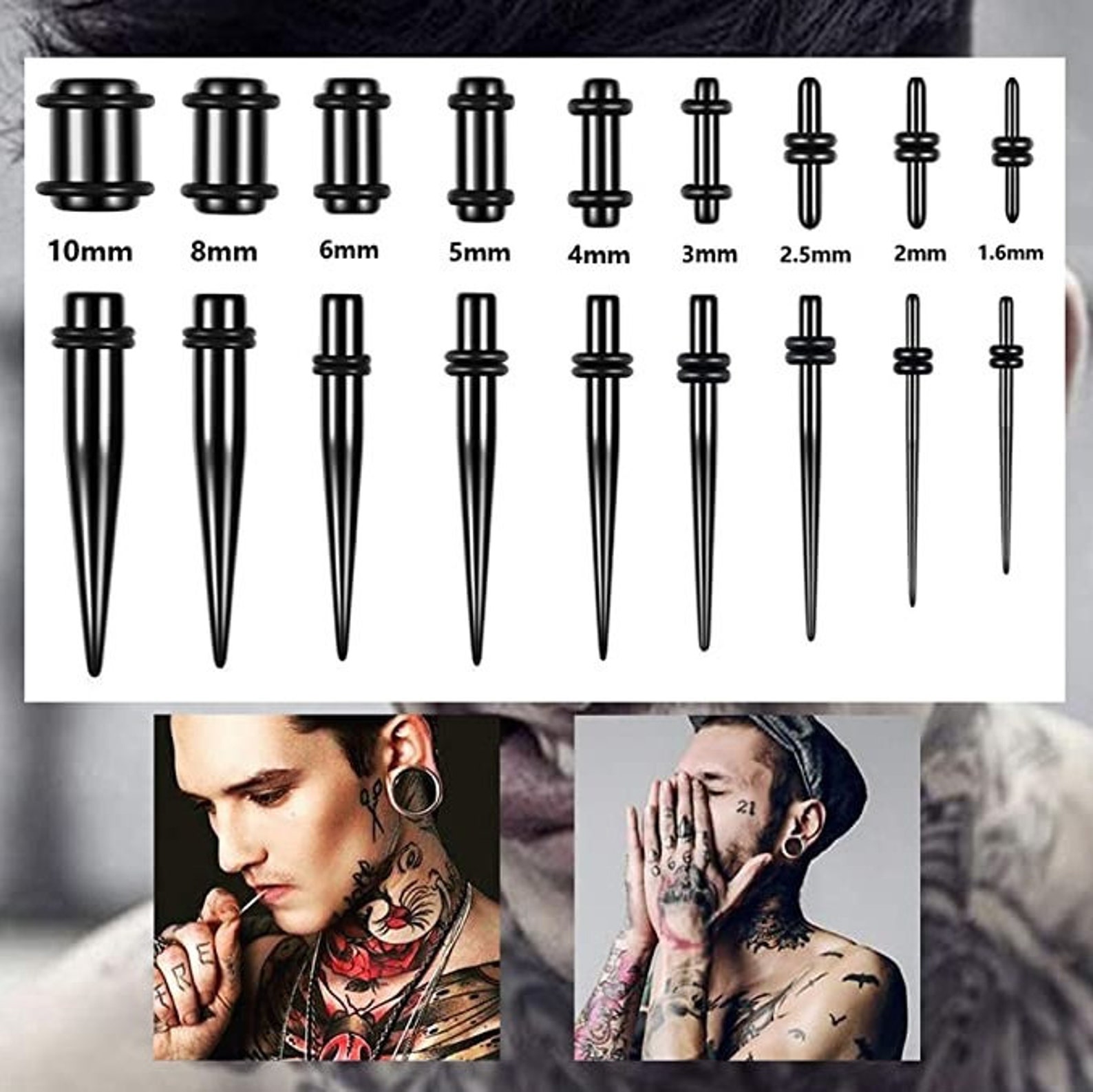 Black Ear Gauging Kit Spiral Tapers With Plugs Expander Kit | Etsy
