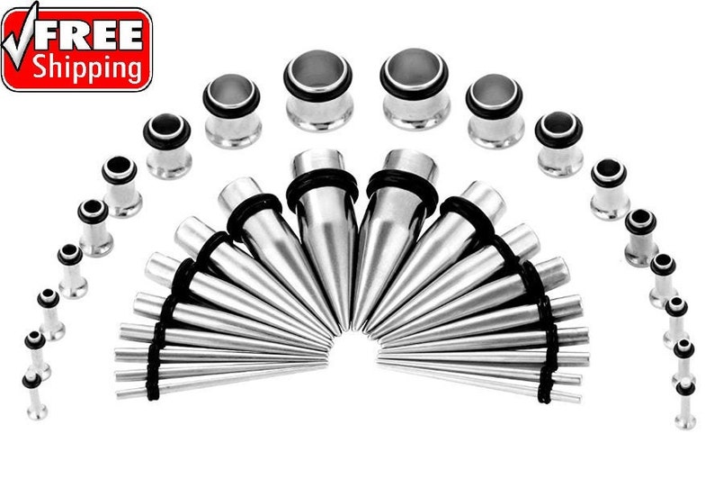 Silver Ear Stretching Kit Stainless Steel Tapers With Plugs - Etsy