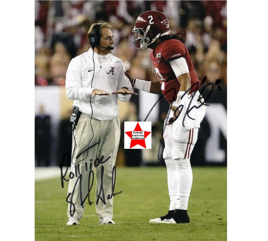 Nick Saban and Jalen Hurts Autograph Signed Photo HOF Alabama ...
