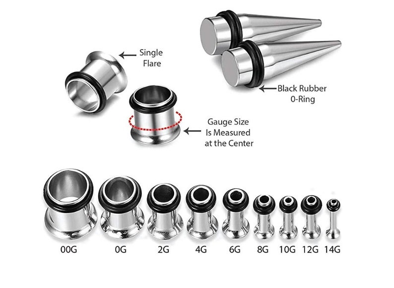 Silver Ear Stretching Kit Stainless Steel Tapers With Plugs - Etsy