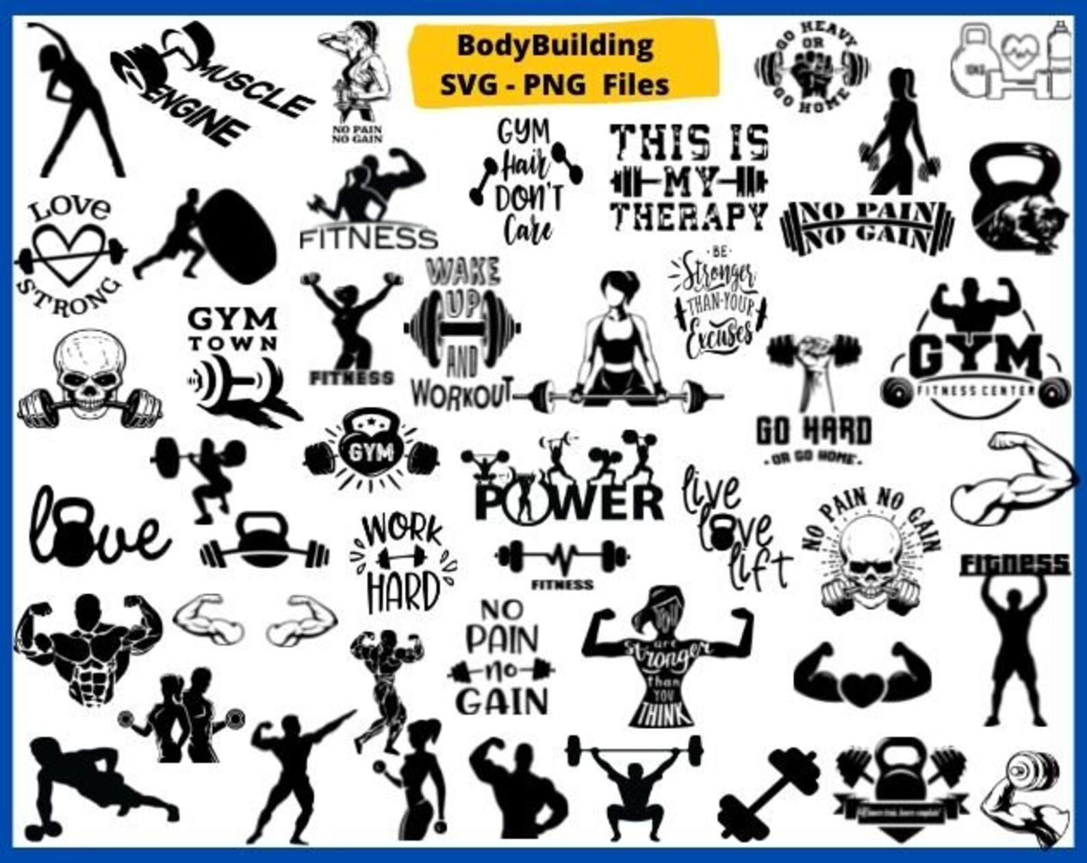 Bodybuilding Bundle Bodybuilding SVG Bodybuilding Clipart - Etsy