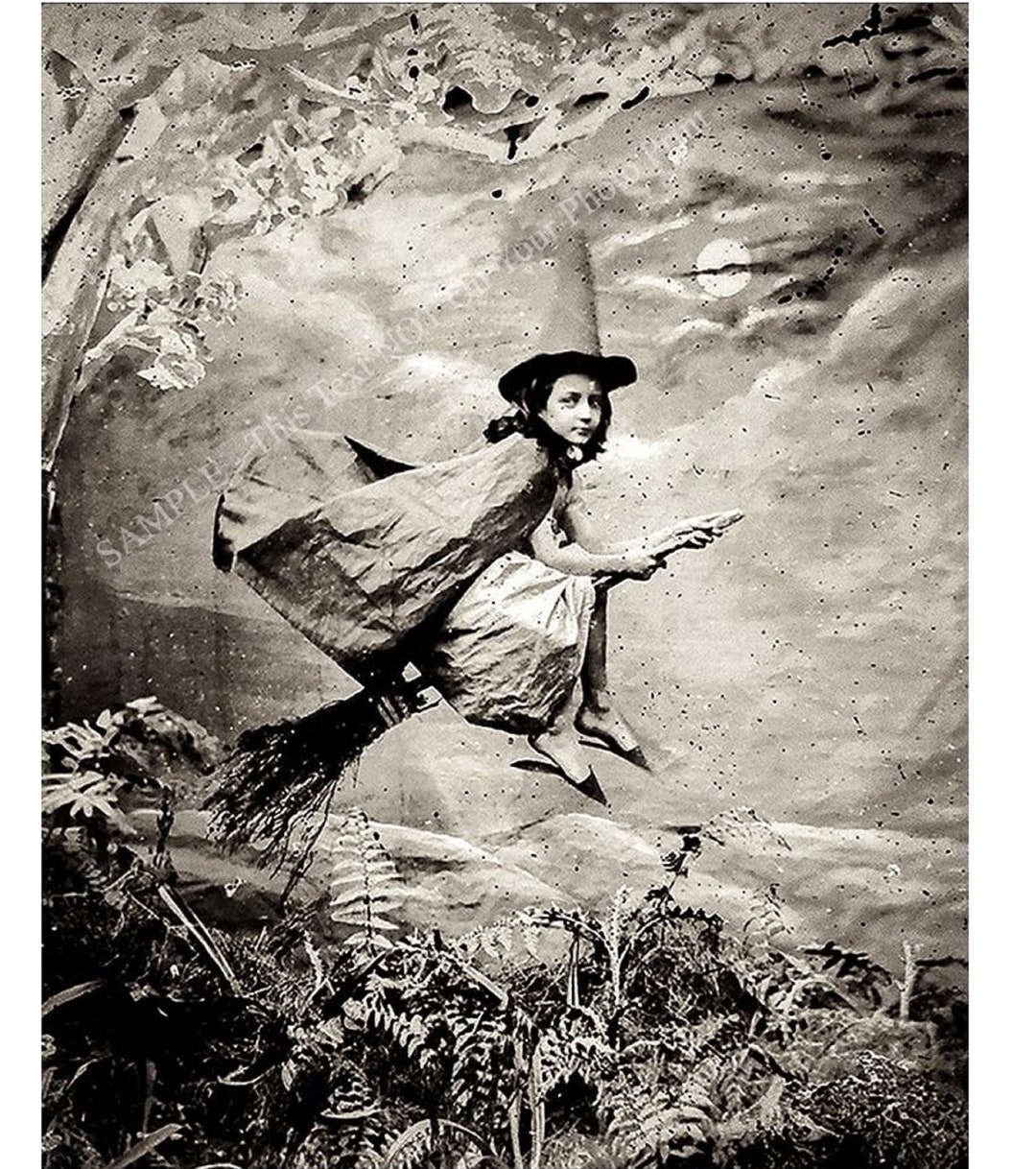 Witch on Flying Broom Stick Witches Strange Witchcraft Weird - Etsy