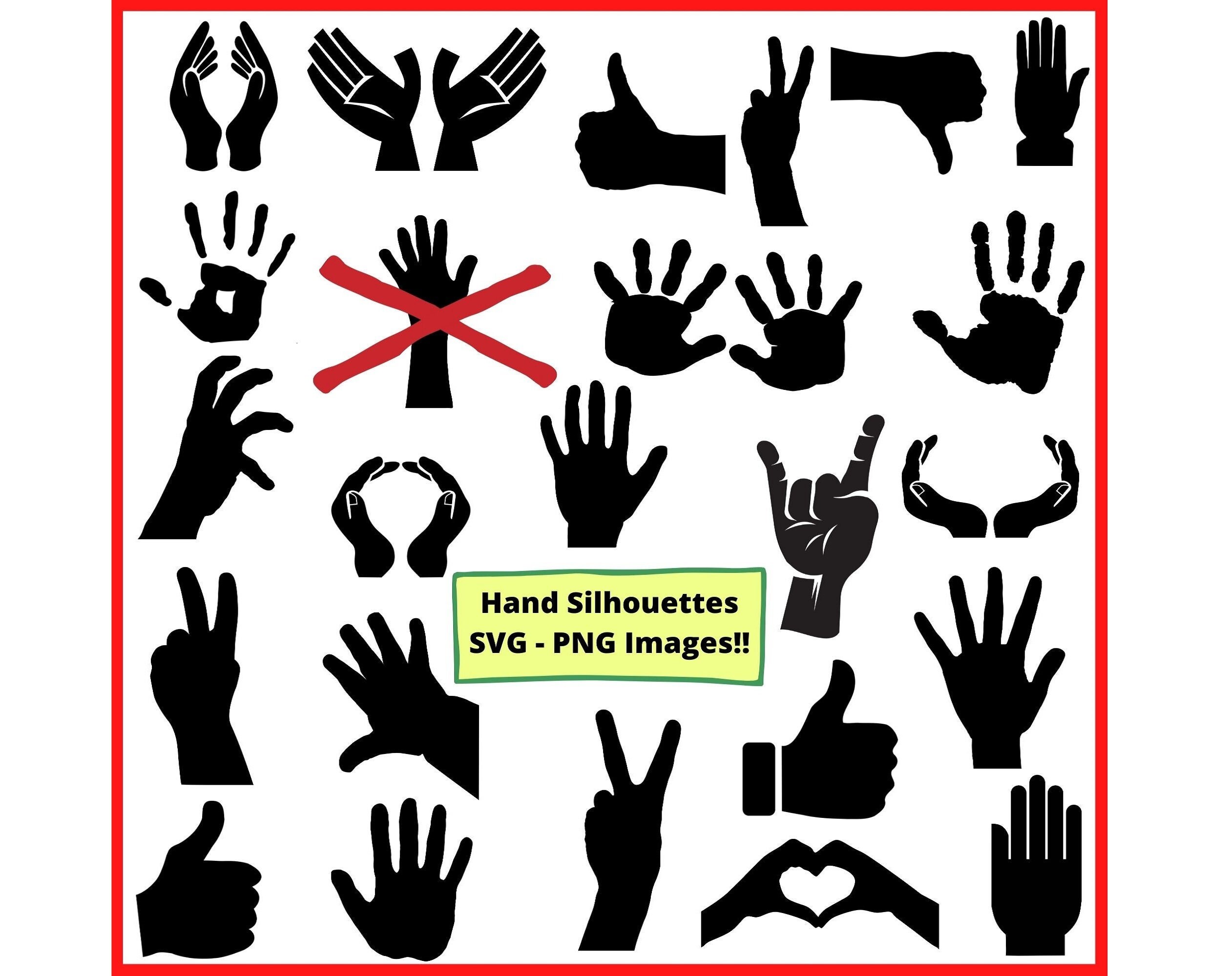 Mano svg silueta manos SVG dedos svg clipart de mano signo - Etsy México