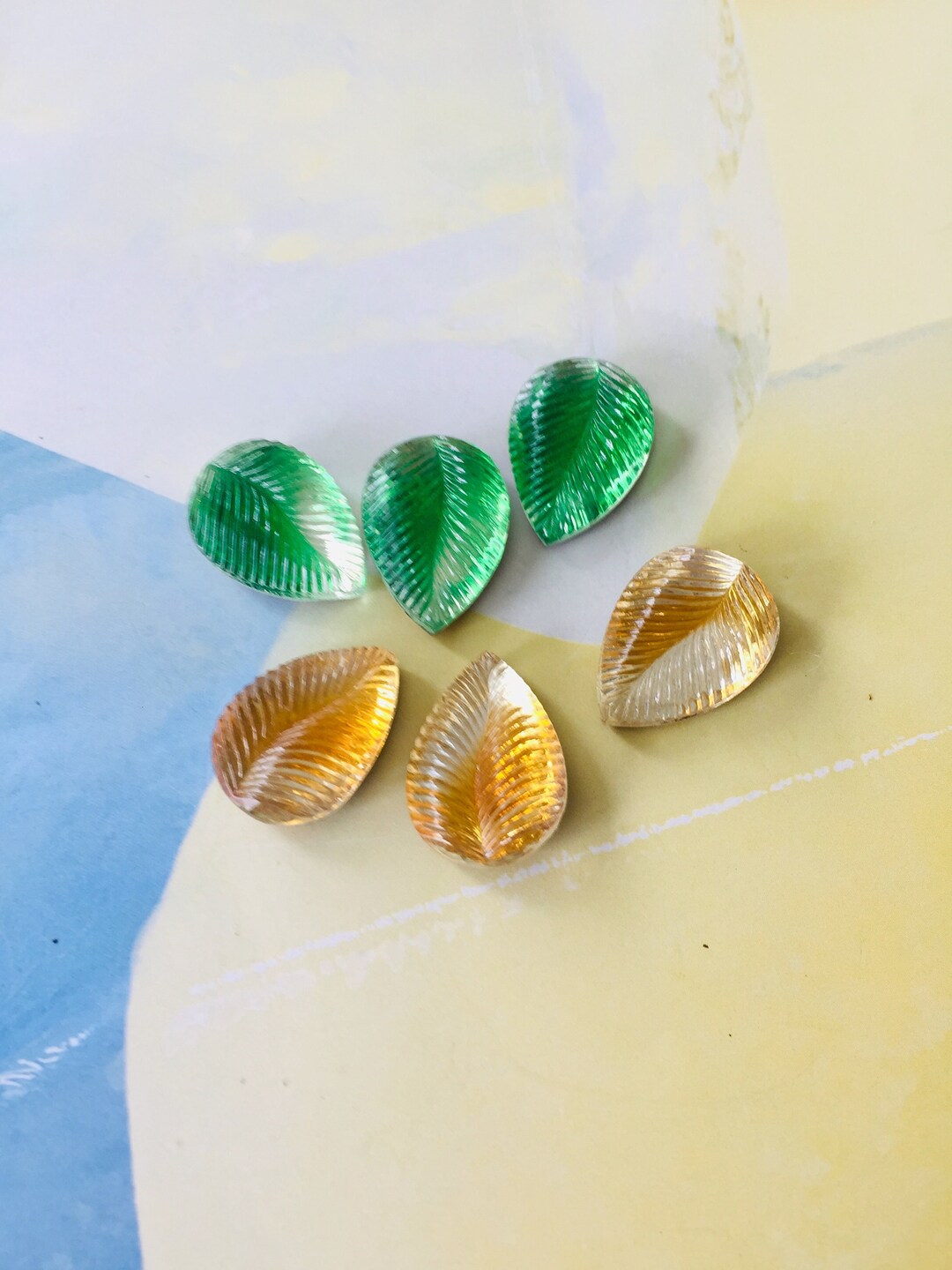 Textured Vintage Glass Doublets, Two-tone 18/13mm, 2-6pcs, Made in West ...