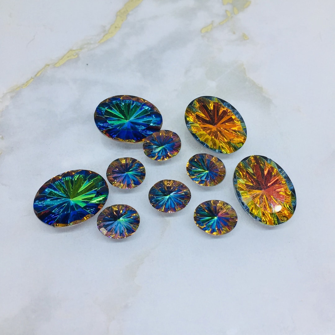 Rare Vintage German 18/13mm Oval Glass Doublet "starburst" Pattern, for ...