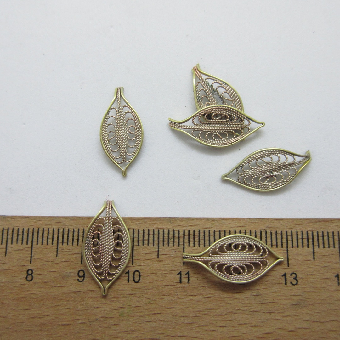 Vintage Brass Filigree Leaf Ornament, Finding, Delicate Lattice Wire ...