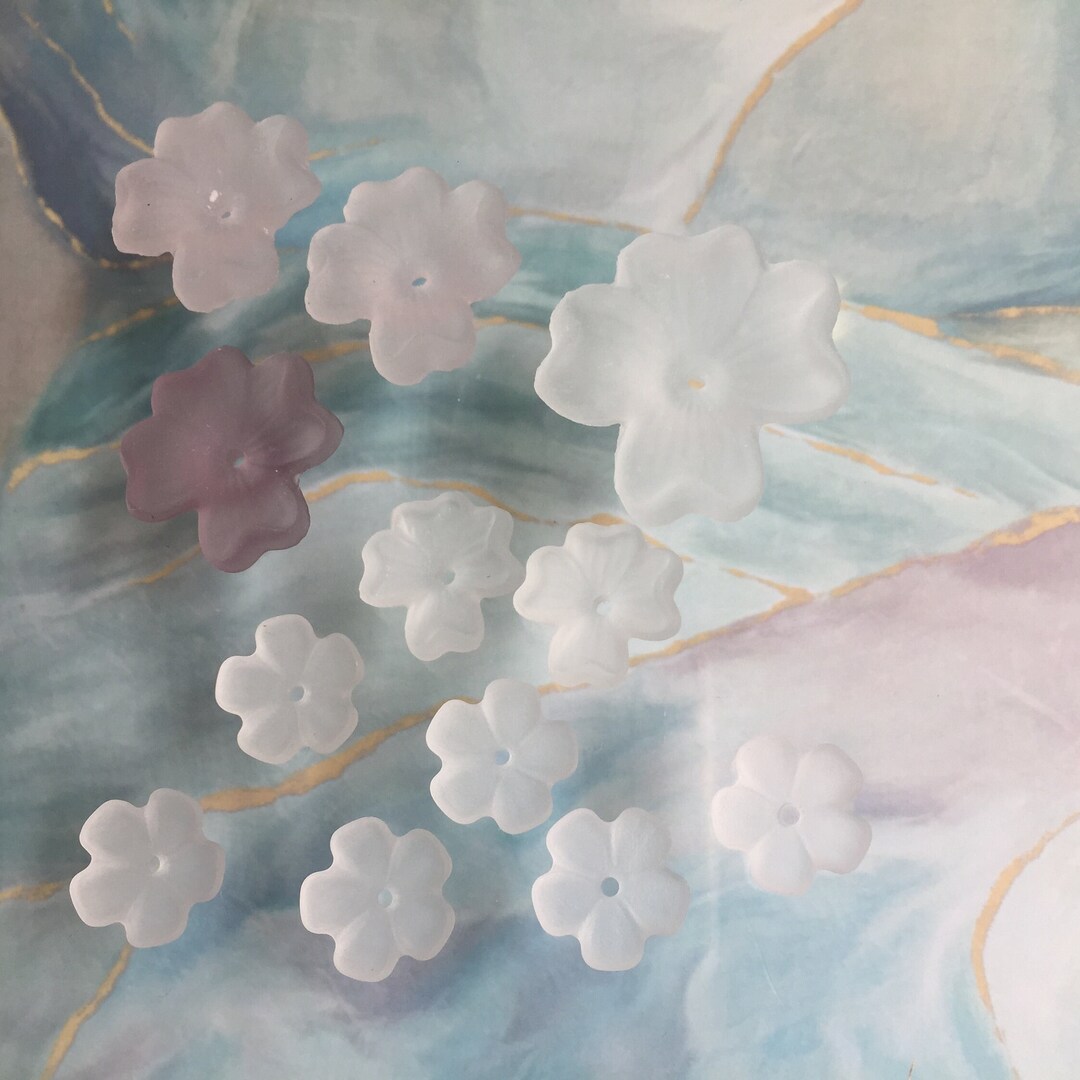 Vintage Frosted Glass Flower Beads, Swarovski Art#3715 & German Glass ...