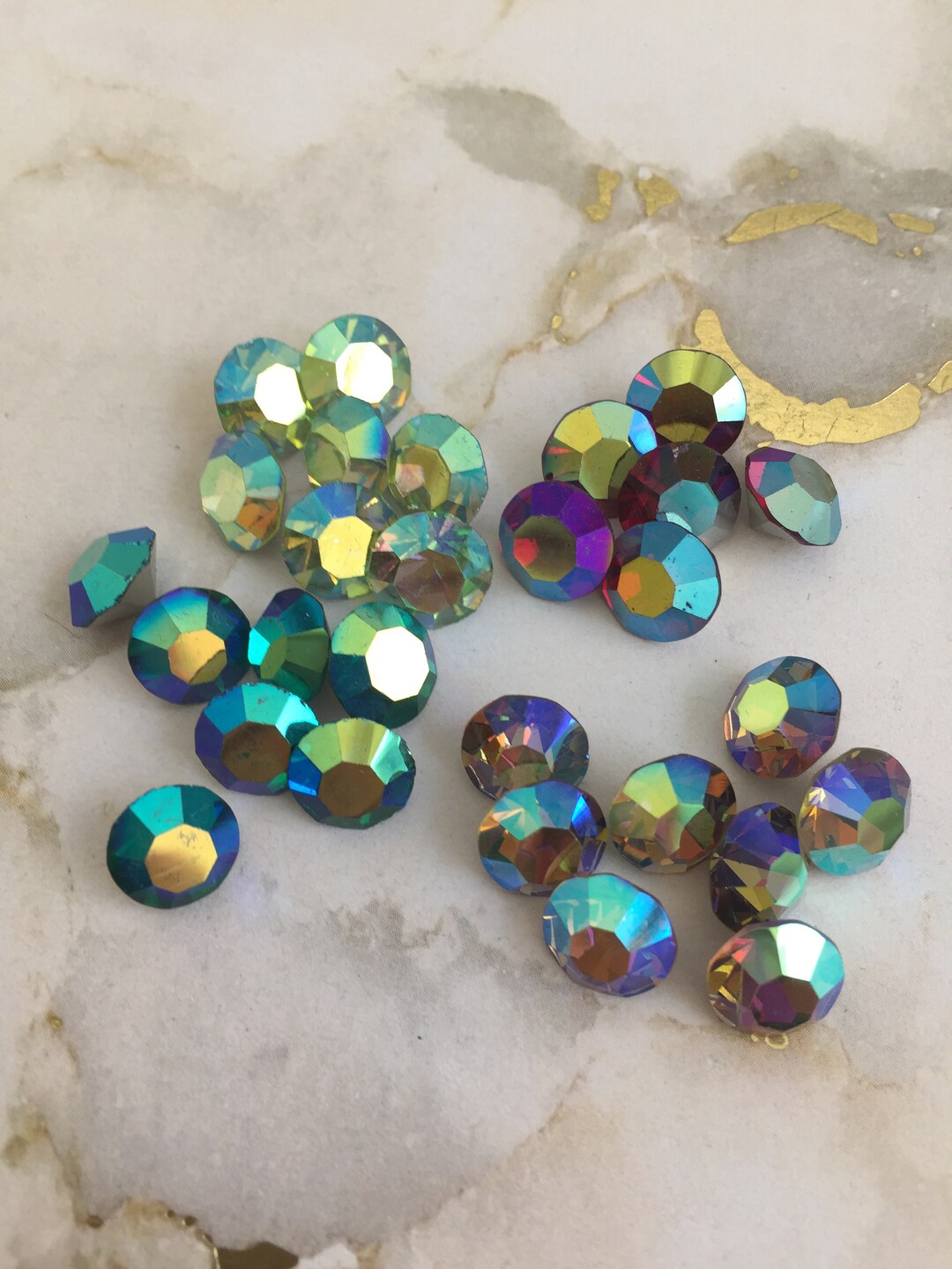 Rare Vintage Crystal SS40 (8.6mm) Chaton in AB Coatings, Foiled, Made ...