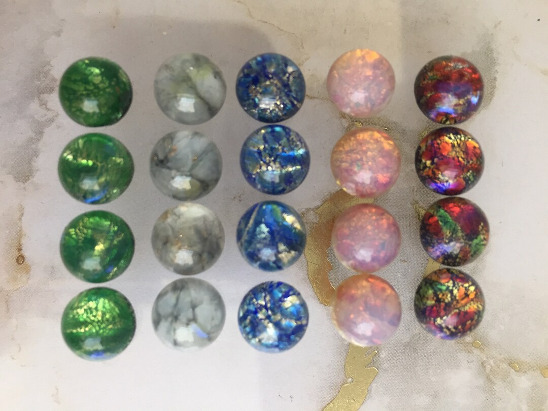 Vintage 9mm Glass Opal Cabochon Carbuncles, Made in West Germany in ...