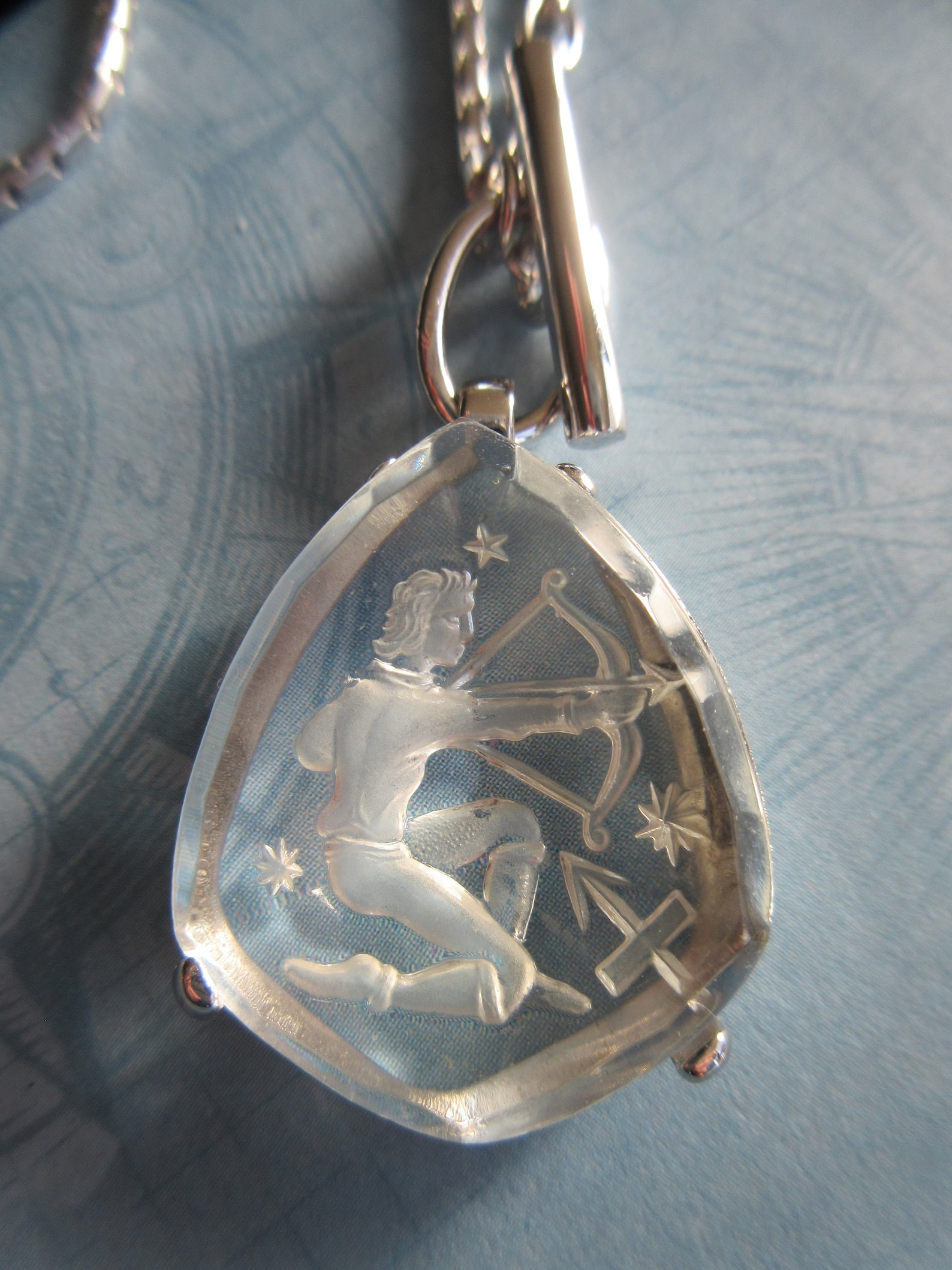 SAGGITARIUS Rare Vintage German Intaglio Glass Pendant - Etsy Canada