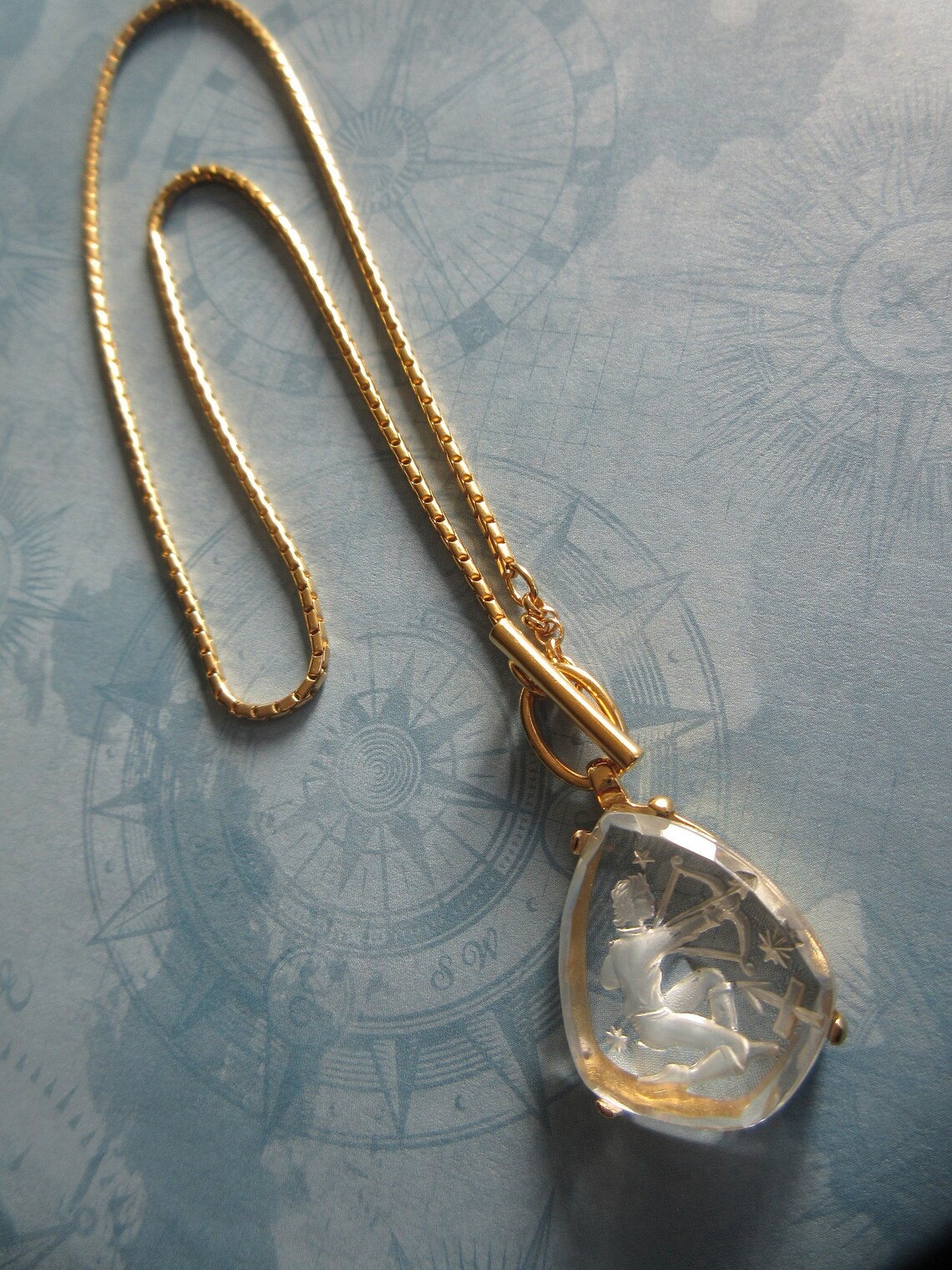 SAGGITARIUS Rare Vintage German Intaglio Glass Pendant - Etsy Canada