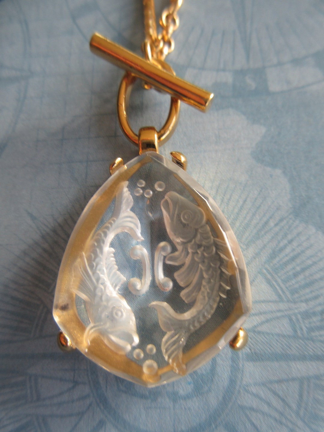 PISCES Rare Vintage German Intaglio Glass Zodiac Glass Pendant - Etsy