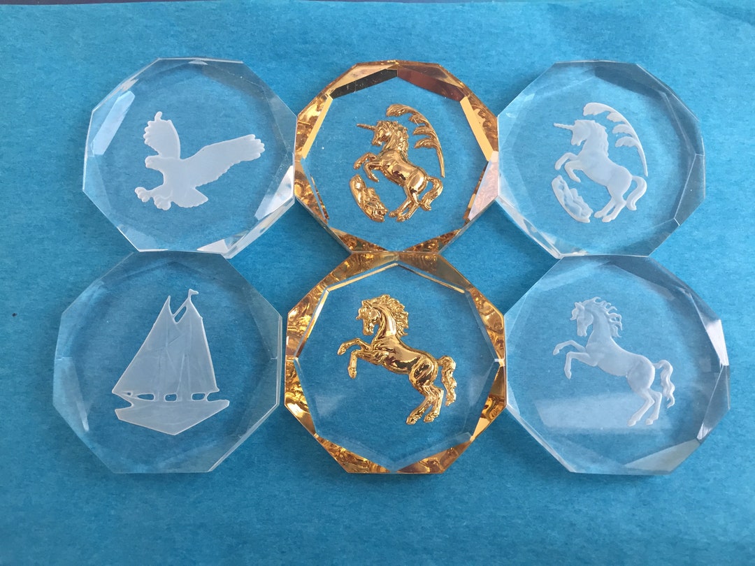 Rare and Unique Vintage German Intaglio Crystal Medallion Pendant, 44mm ...