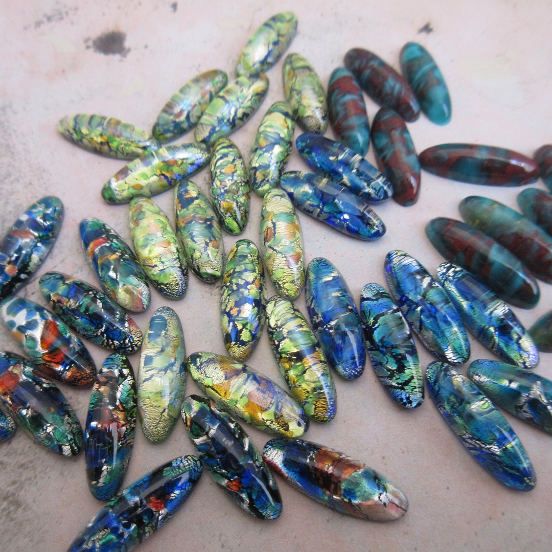 Vintage Glass Navette Opals 20/7mm Made in Czechoslovakia in 1970's ...