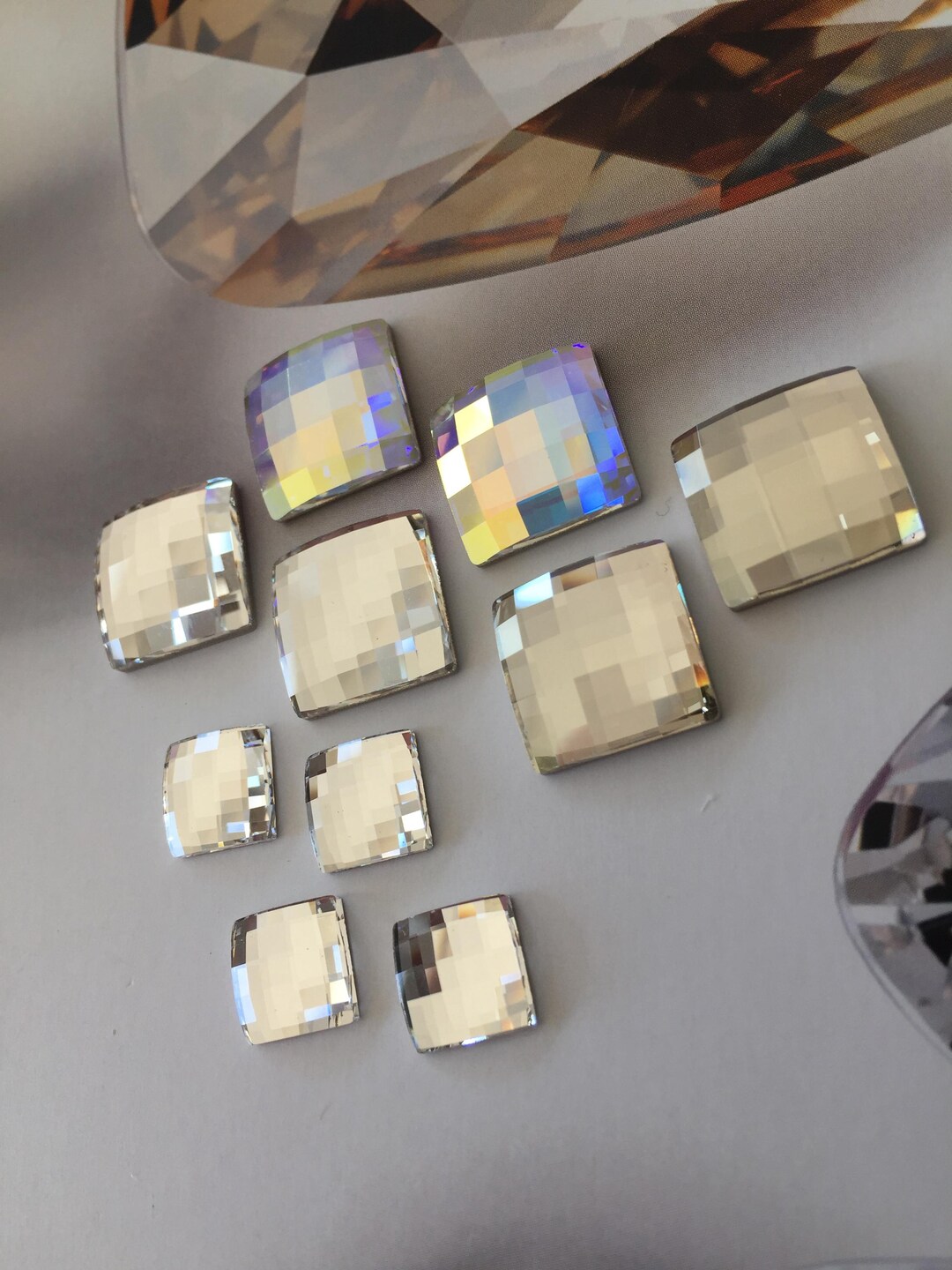 Chessboard Crystal Swarovski Flat Back Cabochon, Art.#2493, 12mm & 8mm, Gluing, Setting and ...
