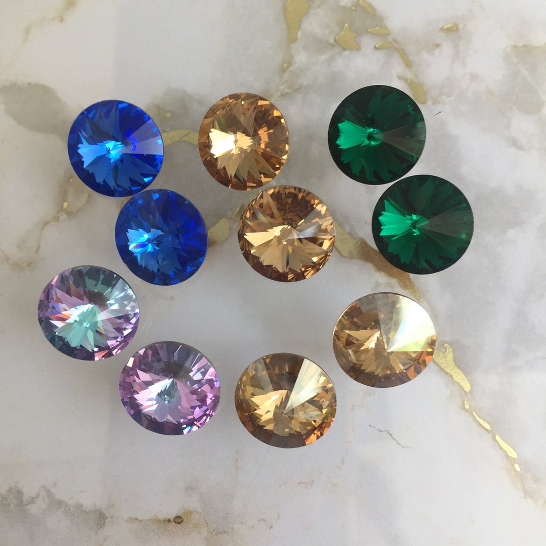 Swarovski 14mm Rivoli Crystal Stone, 2-12pcs, Art# 1122, Colors #7-12 ...