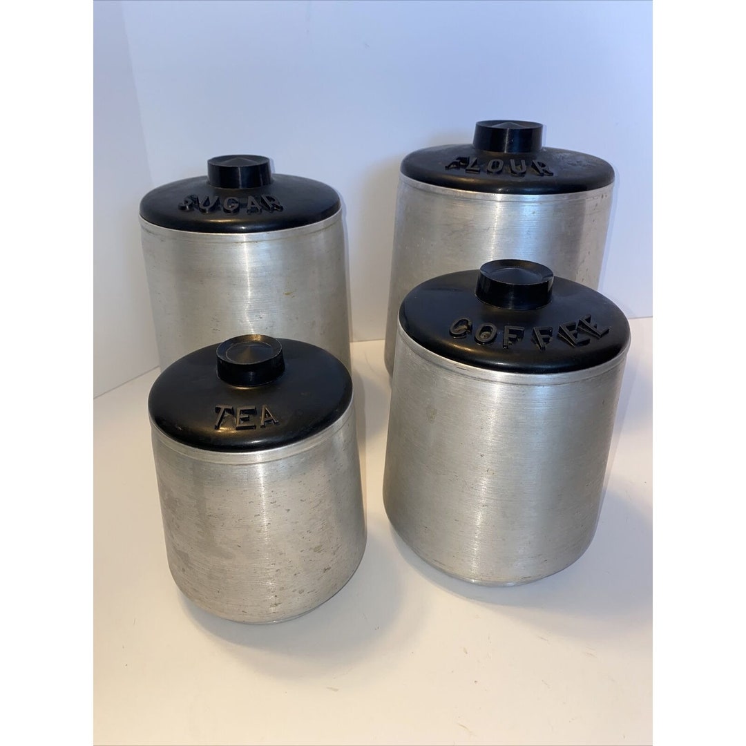 Kromex Spun Aluminum Canister Set of 4 Flour Sugar Coffee Tea - Etsy