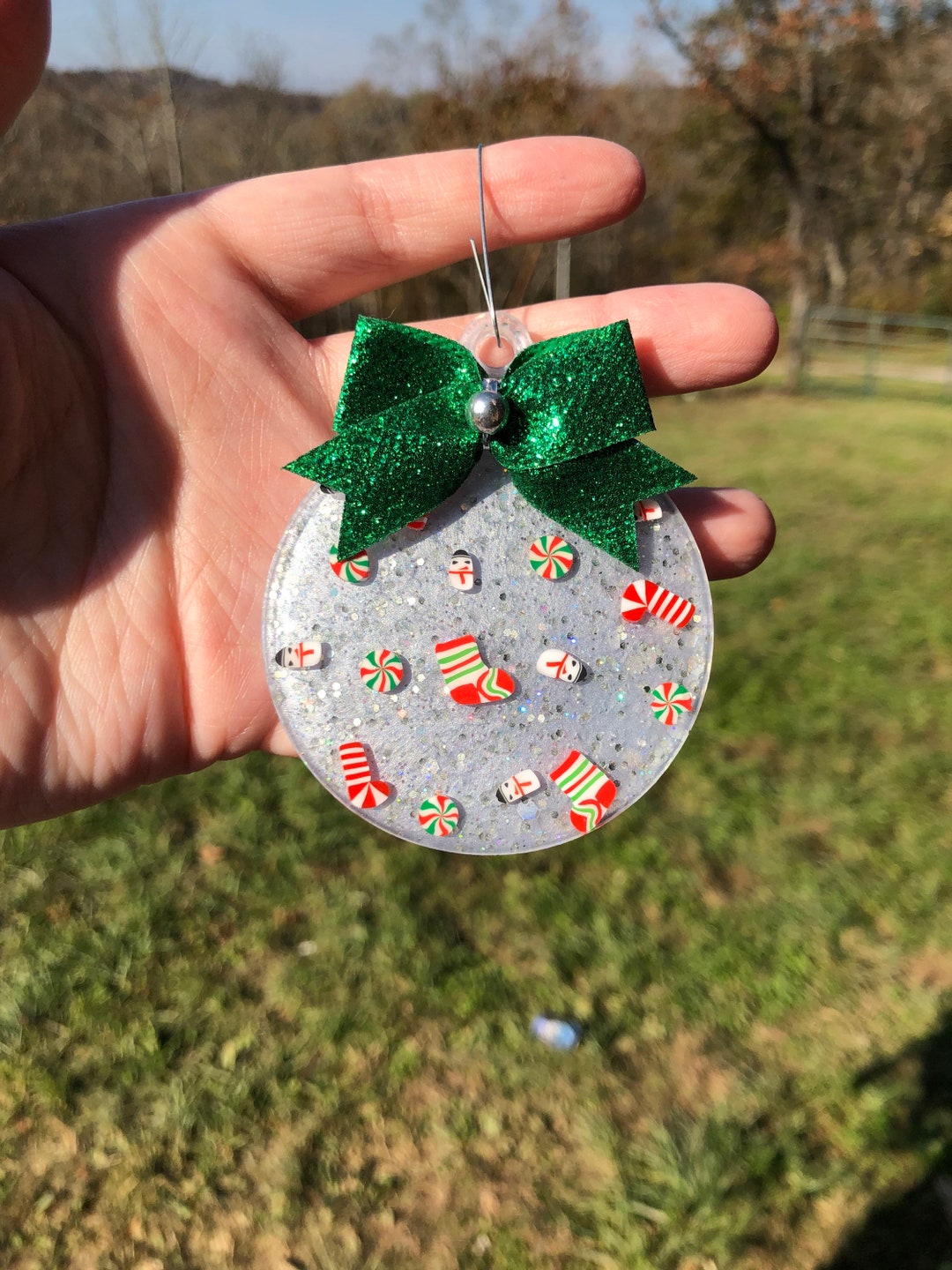 Handmade Christmas Ornament, Candy Cane Ornament, Stocking Ornament ...